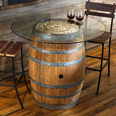 Reclaimed Wine Barrel Pub Table with Glass Top | Table de tonneau de ...